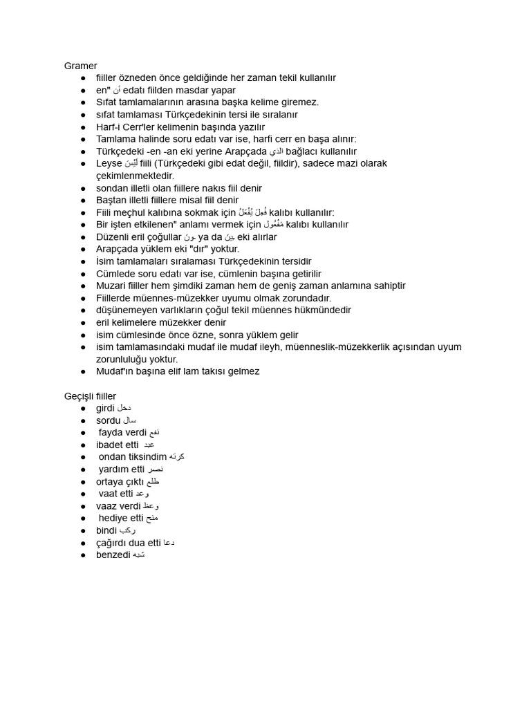 Arapça Gramer | PDF