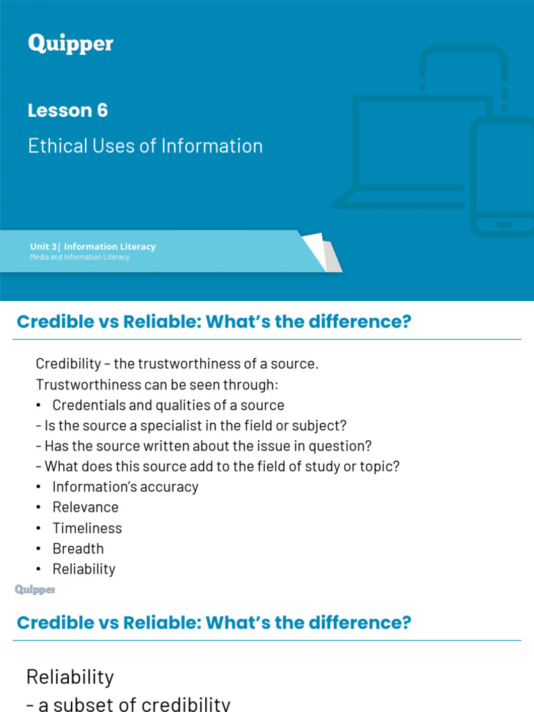 Ethical Information Use and Credibility | PDF
