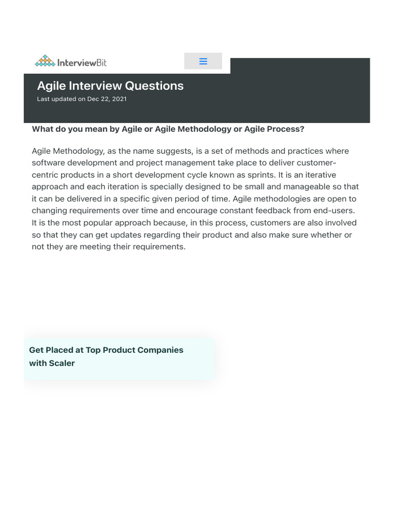 Apisero Agile Interview Insights | PDF | Scrum (Software Development ...