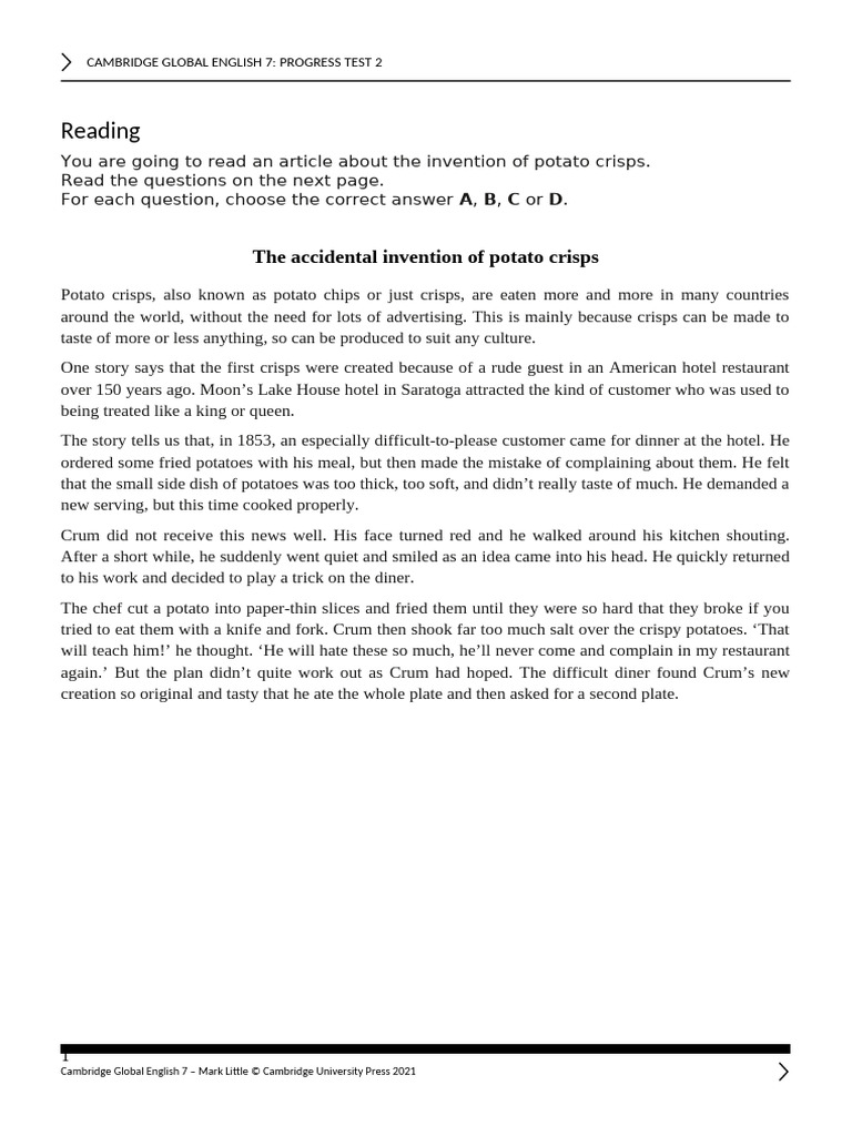 Invention of Potato Crisps Explained | PDF | Potato Chip | Cuisine