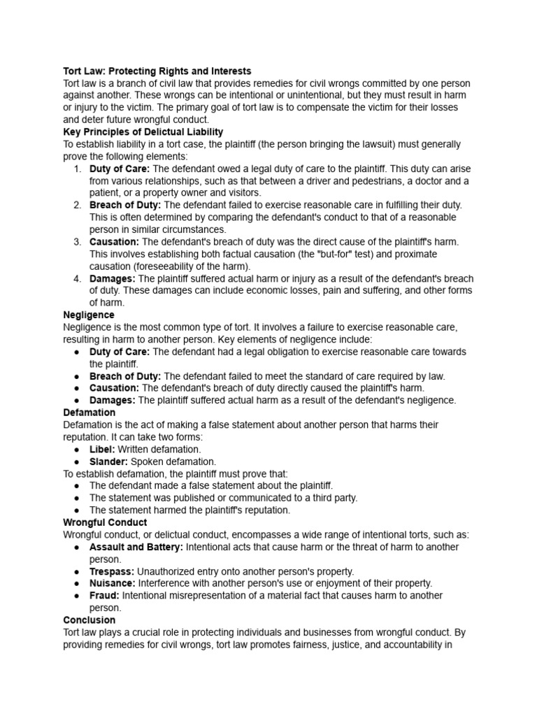 Understanding Tort Law Basics | PDF | Tort | Negligence