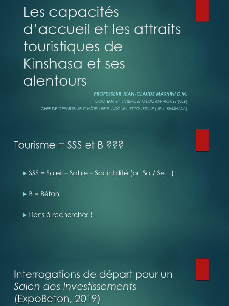 Presentation_Mashindi | PDF | Tourisme | Kinshasa