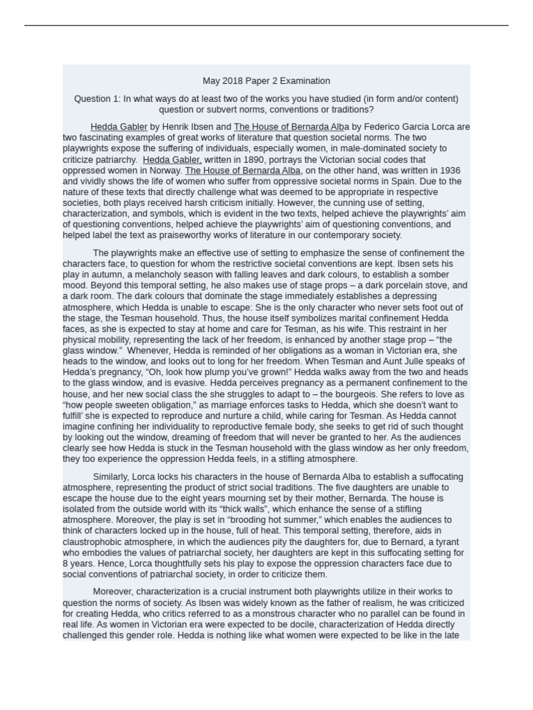 May 2018 Paper 2 Examination Sample | PDF