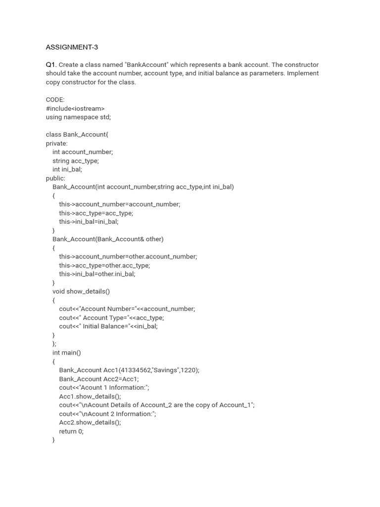 Create a class named "BankAccount" which represents a bank account. The constructor should take ...