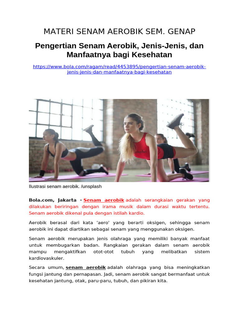 Materi Senam Aerobik Sem Genap 2022 | PDF