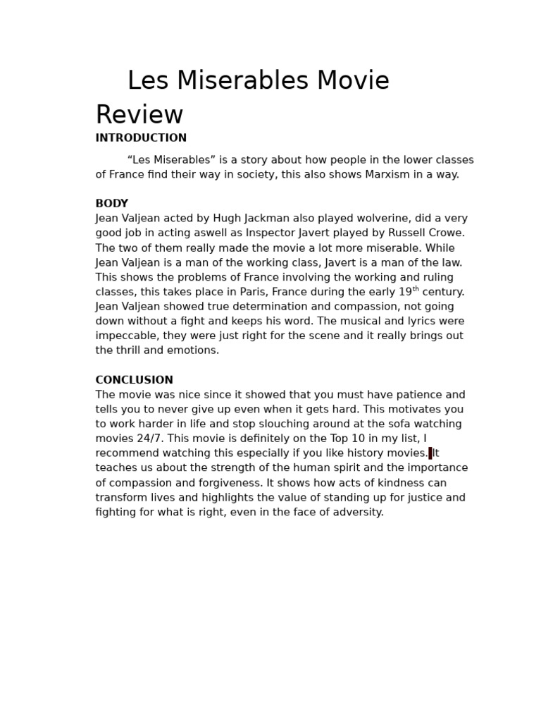 Les Miserables Movie Review | PDF