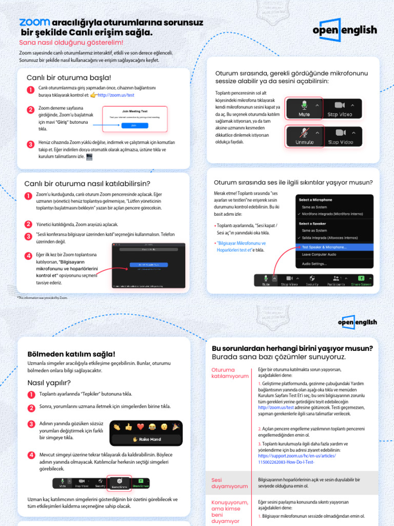Open English Zoom Quick Start Guide - TR - V3 | PDF
