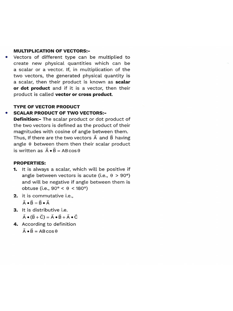 Vector Dot Product | PDF