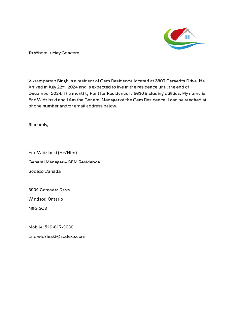 Resident Details for Gem Residence Windsor | PDF