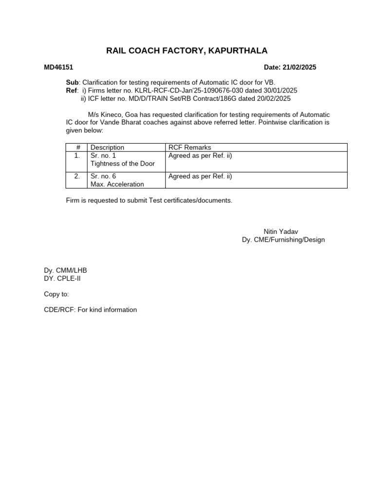 Kineco Ic Door Comments 21022025 | PDF