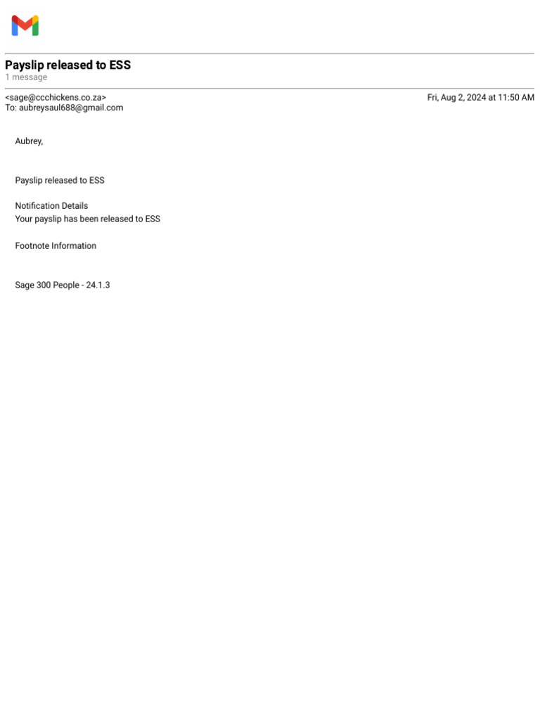 Gmail - Payslip Released To ESS | PDF