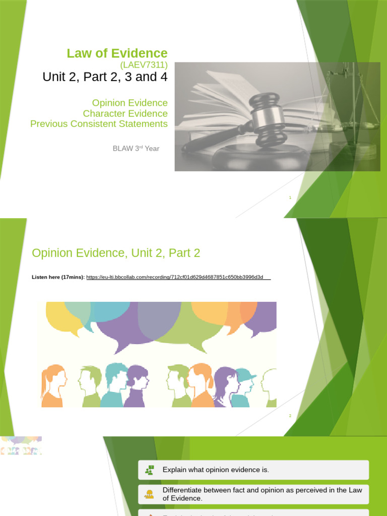 Laev7311 Unit 2 Part 2, 3 and 4 | PDF | Evidence (Law) | Witness