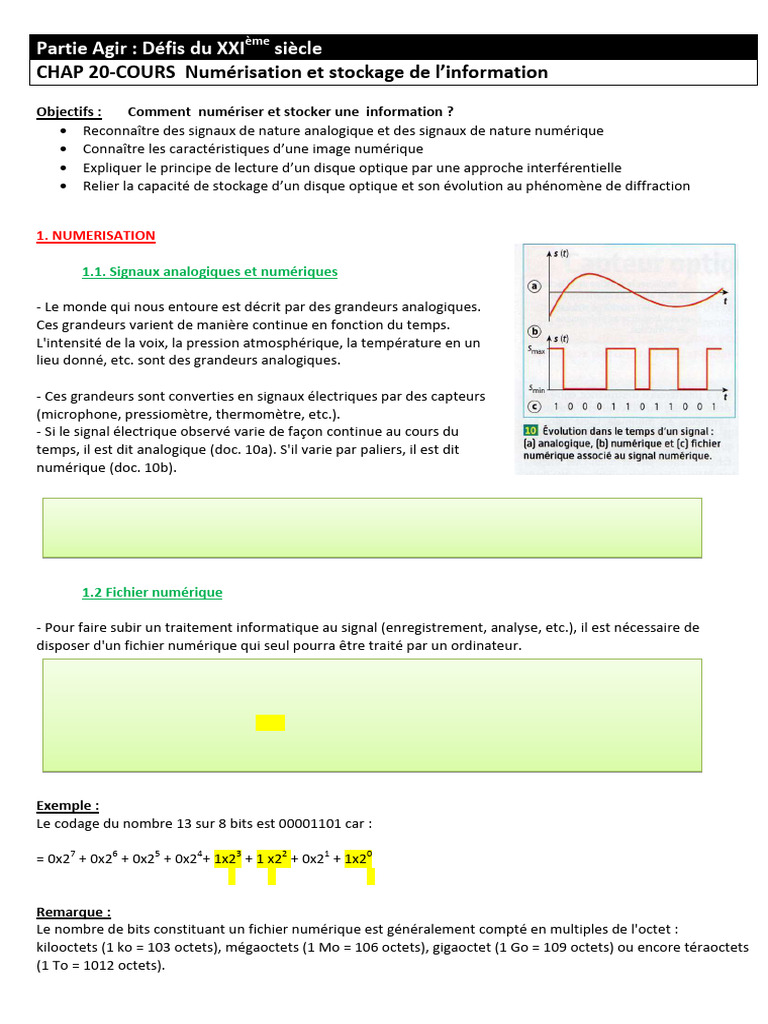 Cours sur la numérisation PDF | PDF | Disque compact | Image numérique