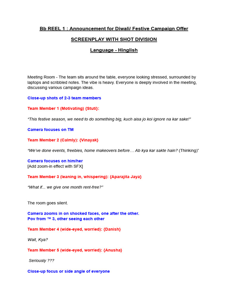 Final Screenplay For Diwali Campaign - Google Docsnn | PDF