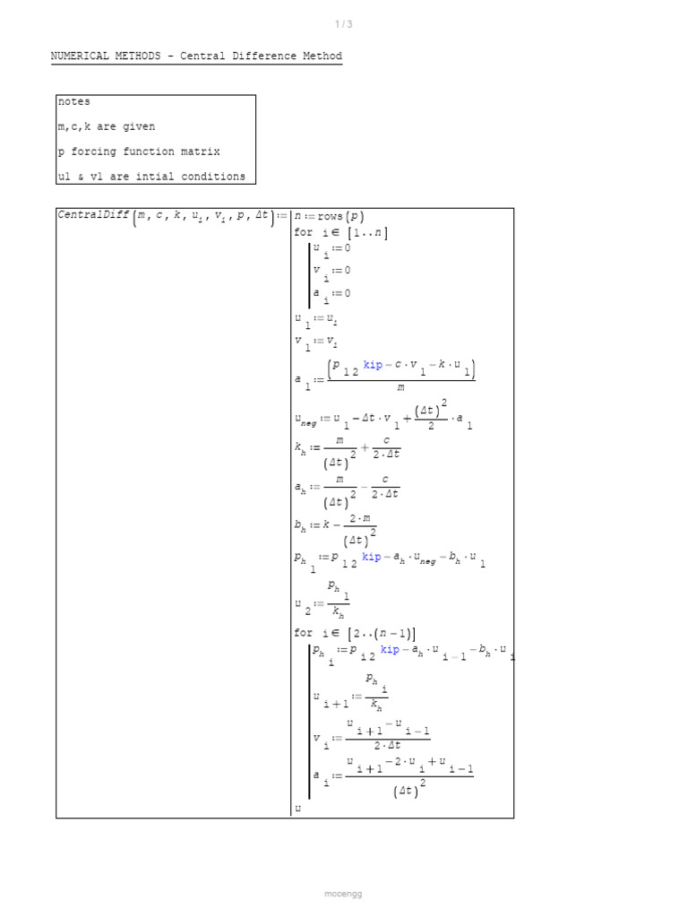 Unit 4 - Examples Numerical Methods - Central Difference | PDF