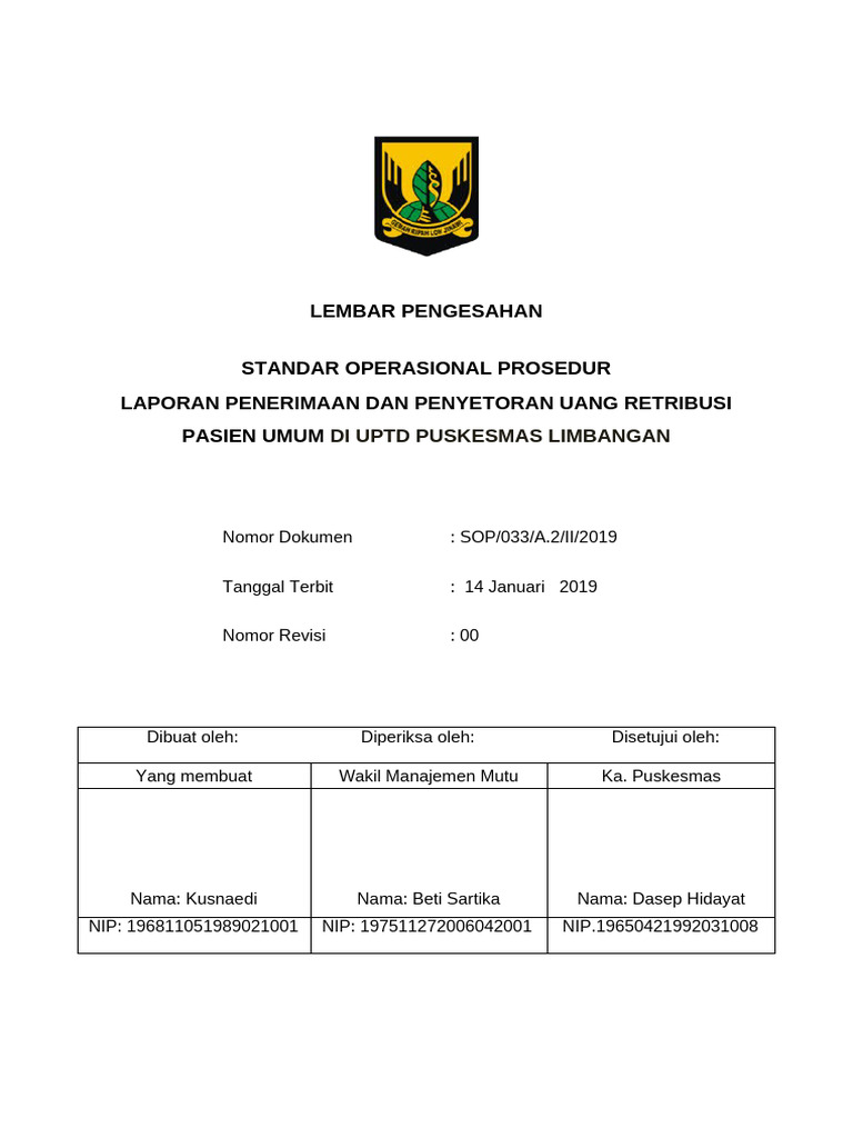 Master Lembar Pengesahan SOP | PDF