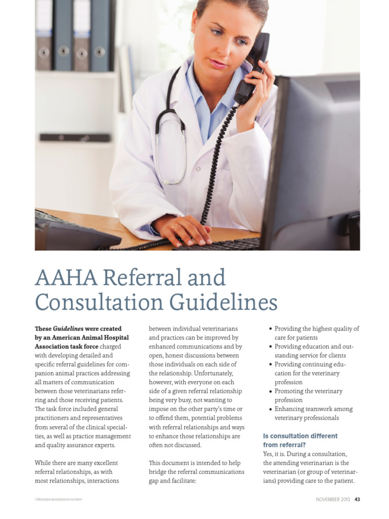2013 AAHA Referral and Consultation Guidelines | PDF | Medical ...