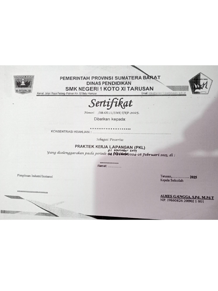 Sertif Pkl Dpib | PDF