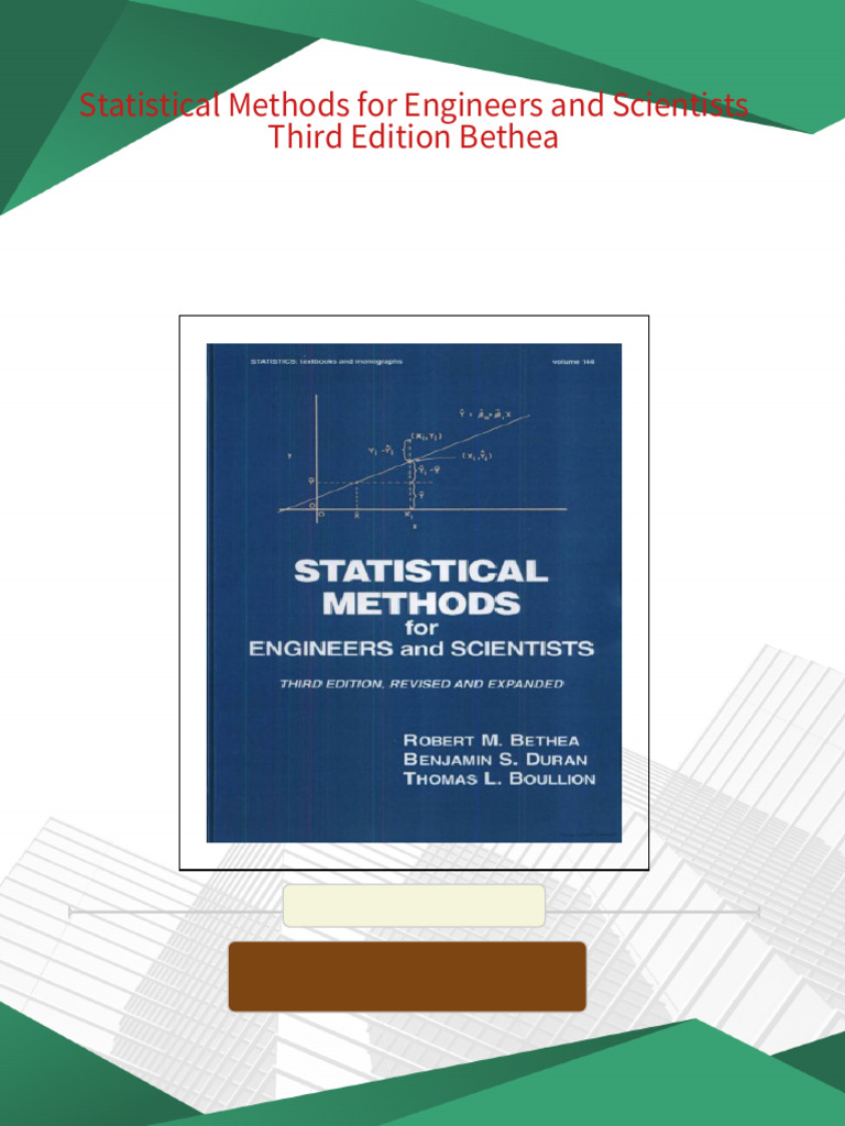 Statistical Methods For Engineers and Scientists Third Edition Bethea - Discover The Ebook With ...