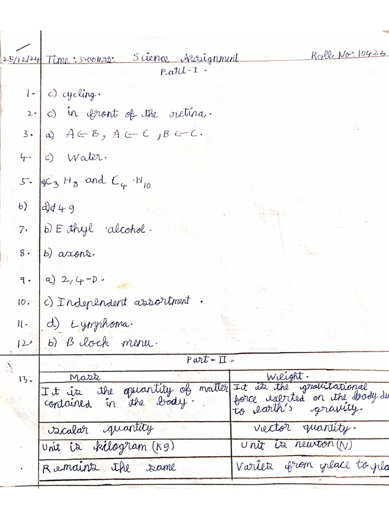 Science Assignment | PDF