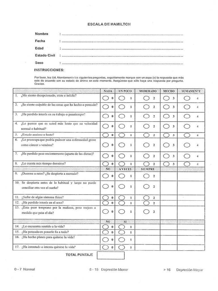 Escala de Hamilton | PDF