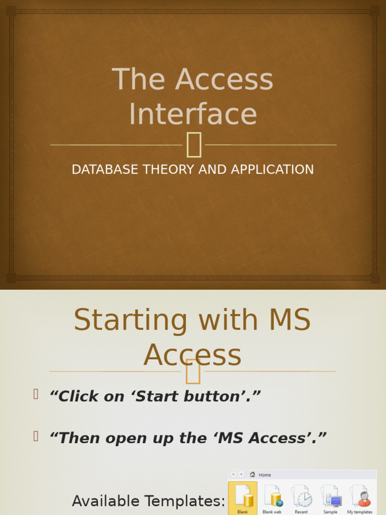 MS Access Database Interface Guide | PDF | Window (Computing ...