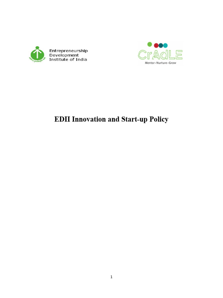 Start Up Policy EDII CrADLE | PDF | Indemnity | Startup Company
