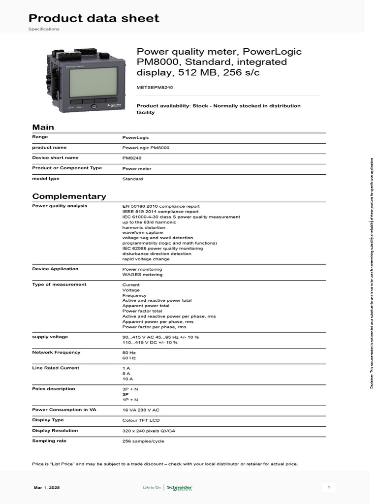 Schneider Electric - PowerLogic-PM8000-Power-Quality-Meters ...