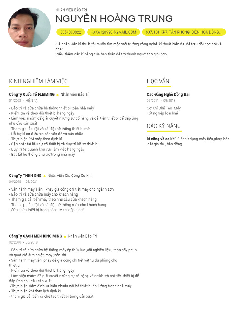 Bản Sao Của Nguyen Hoang Trung Topcv.vn 071222.214730 | PDF