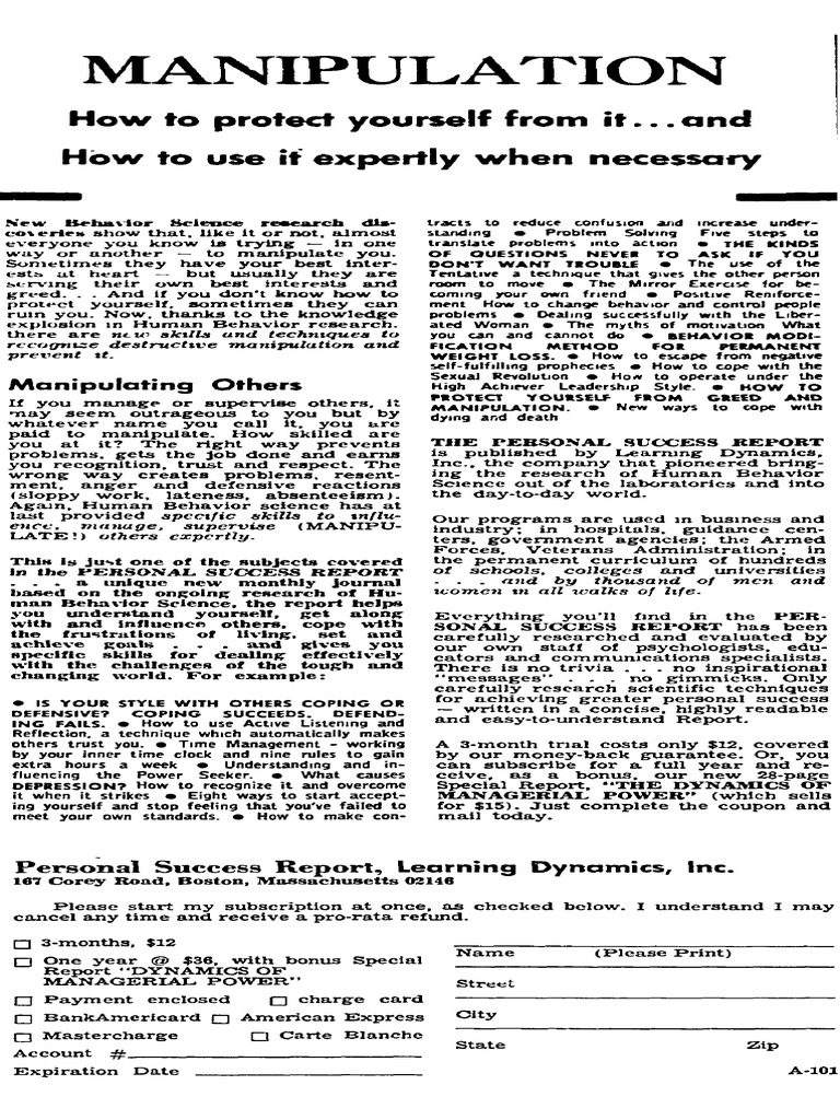 Manipulation 1974 | PDF
