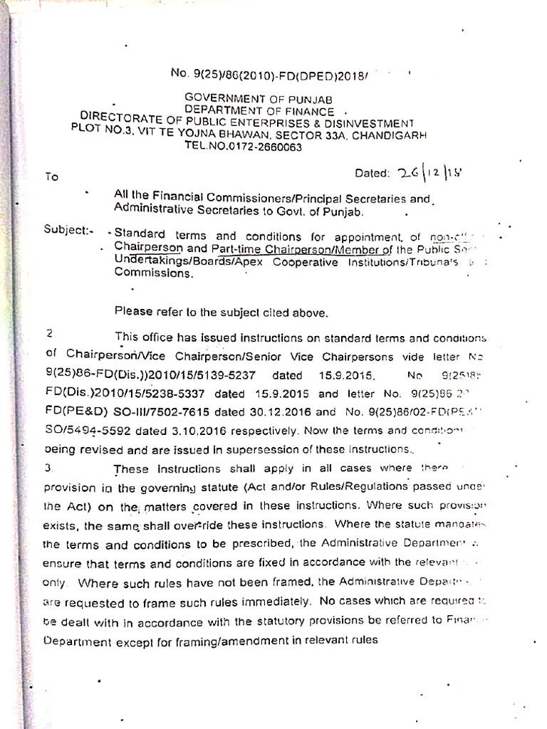 Terms & Conditions of Chairman & Vice Chairman DTD 26-12-2018 | PDF