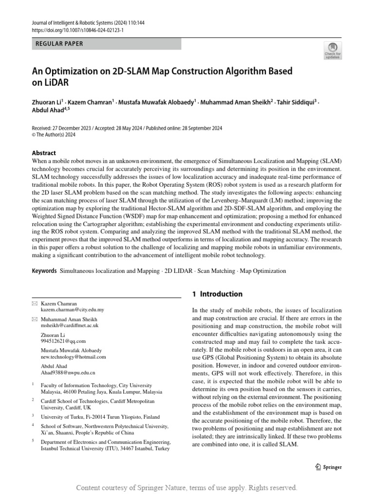 An Optimization On 2D-SLAM Map Construction Algori | PDF | Lidar | Computer Vision