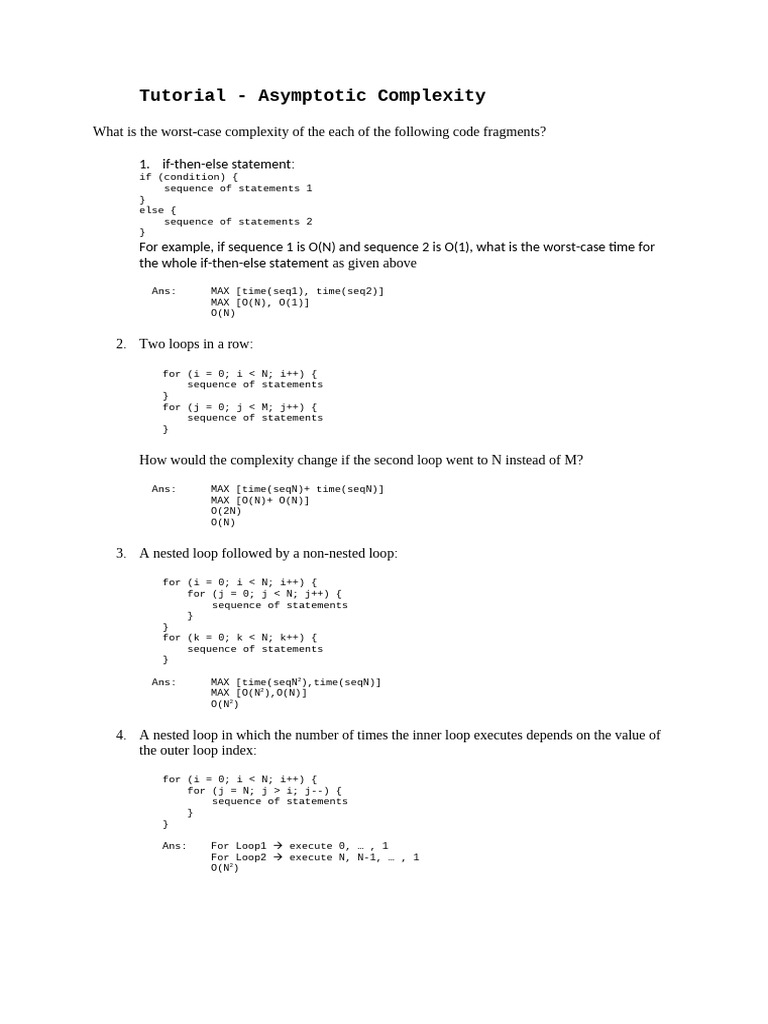 Asymptotic Complexity Tutorial | PDF