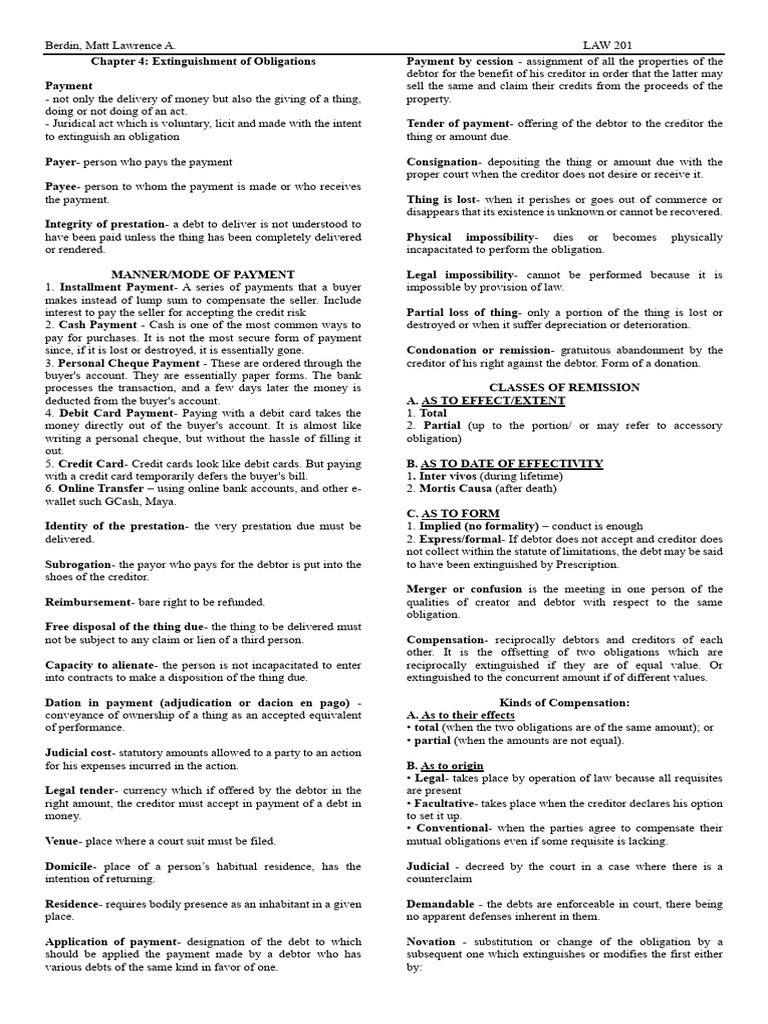 Law Reviewer Finals Matt | PDF | Payments | Common Law