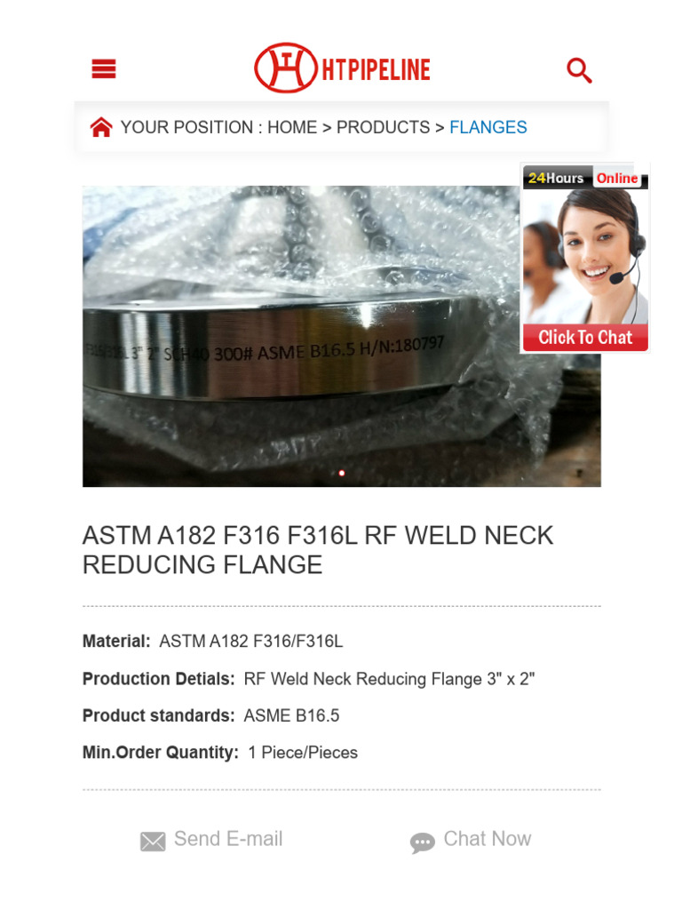 ASTM A182 F316 F316L RF Weld Neck Reducing Flange | PDF | Stainless ...