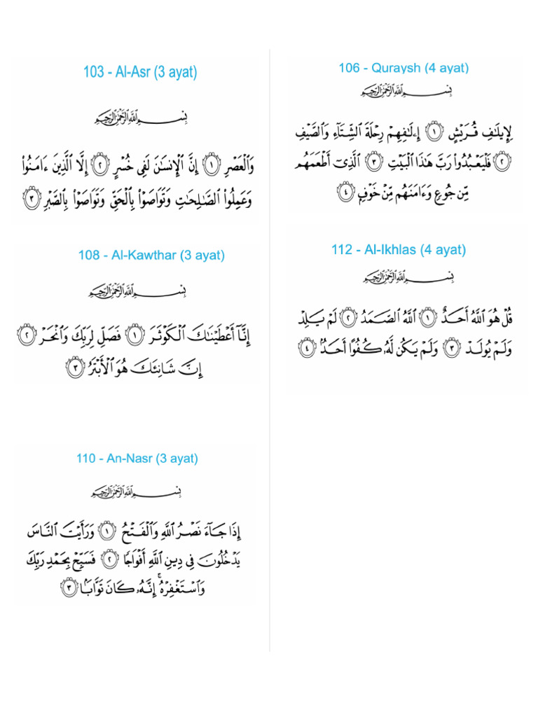 Short Surahs (1) | PDF