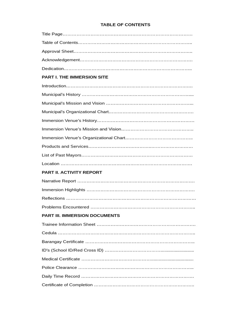 Immersion Table of Contents (1) | PDF