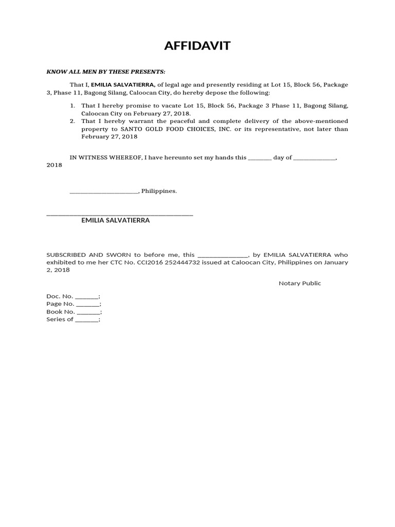 Affidavit of Delivery | PDF