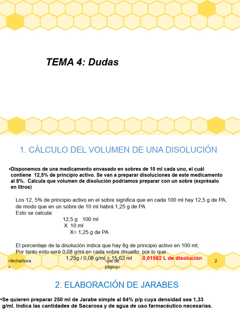 Dudas Tema 4 | PDF | Concentración