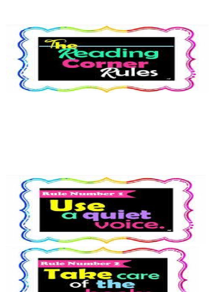 Reading Corner Rules | PDF
