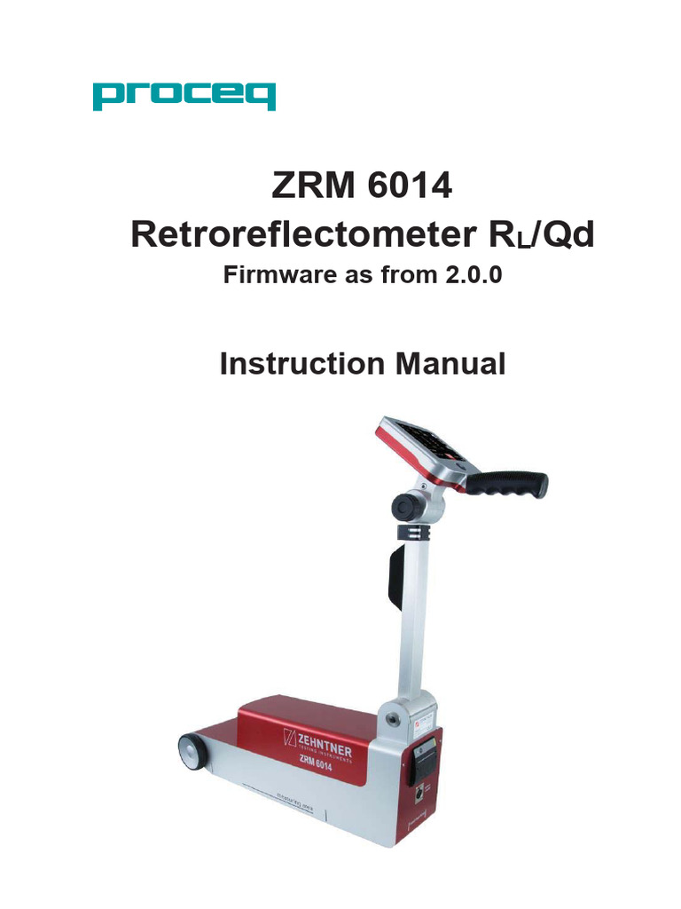 ZRM 6014 Retroreflectometer Manual | PDF | Calibration | Booting