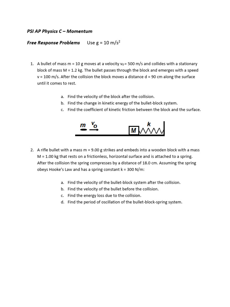 AP Physics C Momentum Problems | PDF | Collision | Kinetic Energy