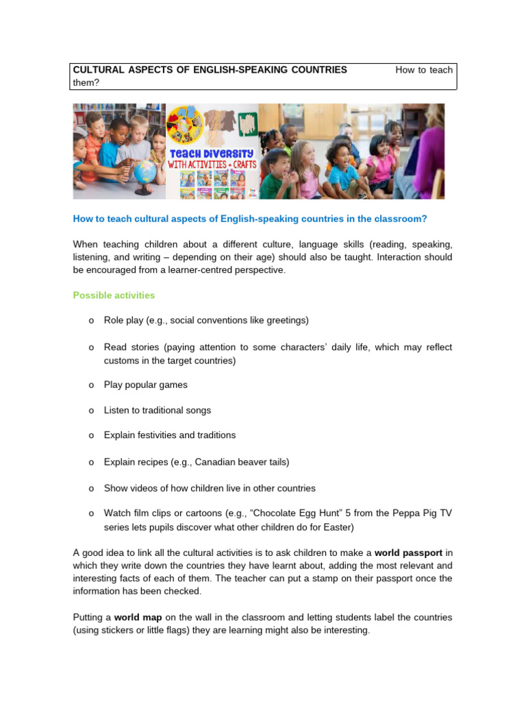 How To Teach Cultural Aspects in The Classroom | PDF