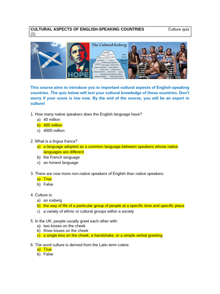 Culture Quiz | PDF