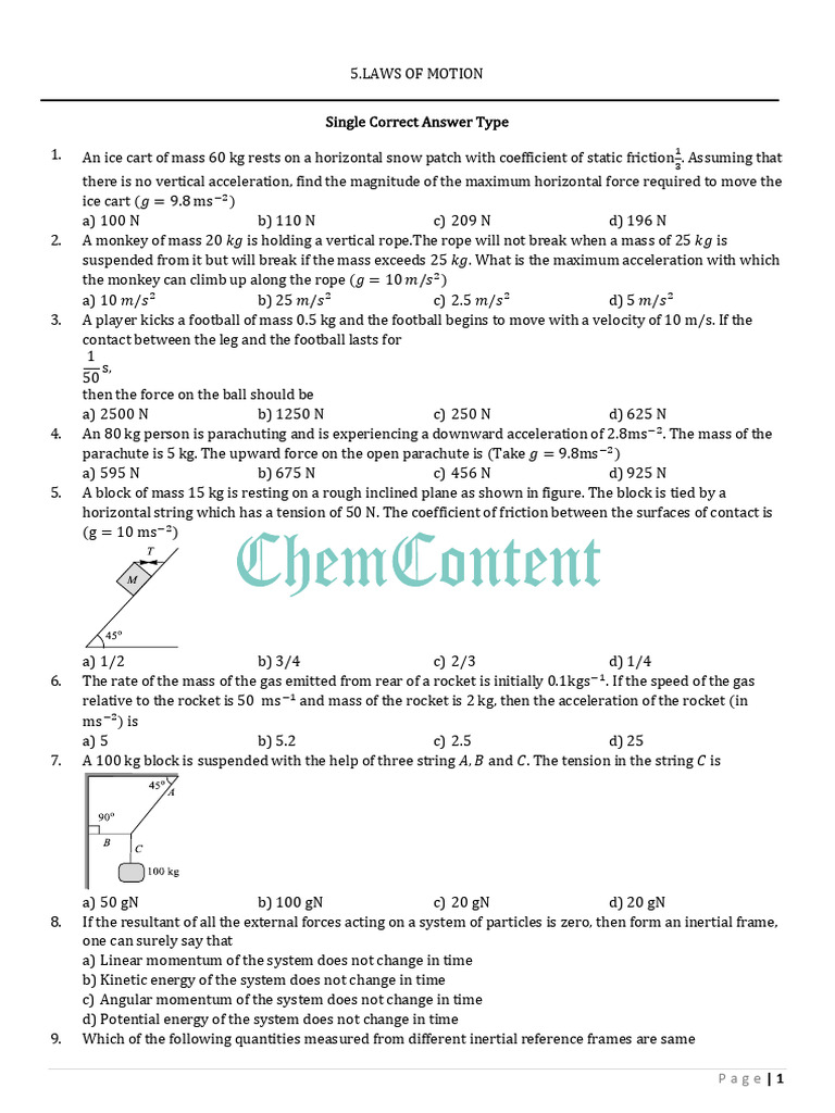 Laws of Motion | PDF | Force | Friction