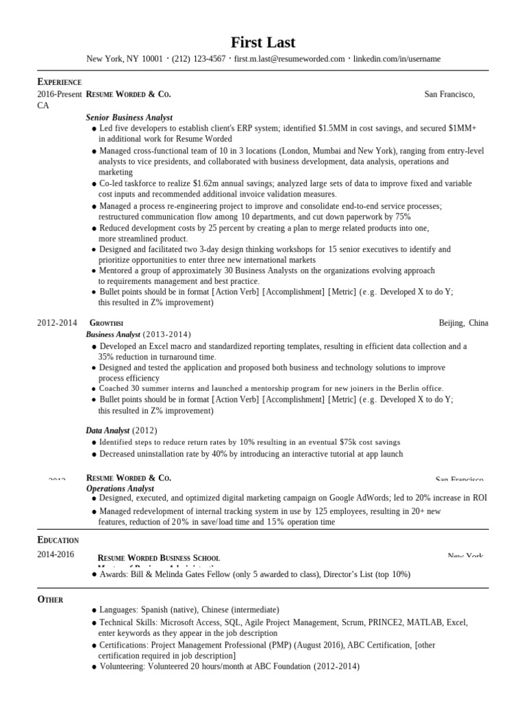 Senior Business Analyst Resume | PDF | Information Technology | Computing