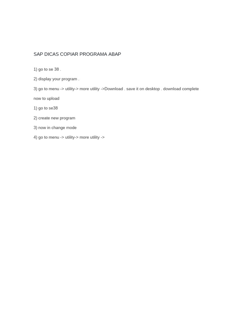 Sap Dicas Copiar Programa Abap | PDF