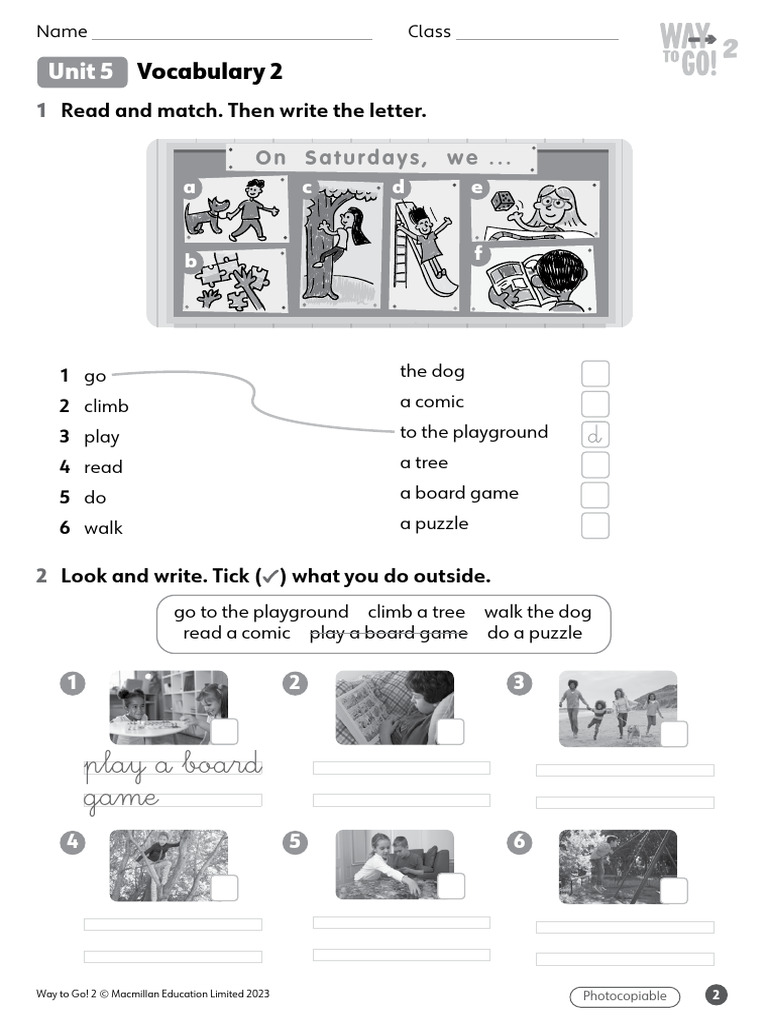 Way To Go 2 Worksheets Vocabulary Unit 5 Vocabulary 2 | PDF