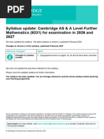 Cambridge AS & A Level Math Syllabus Update | PDF