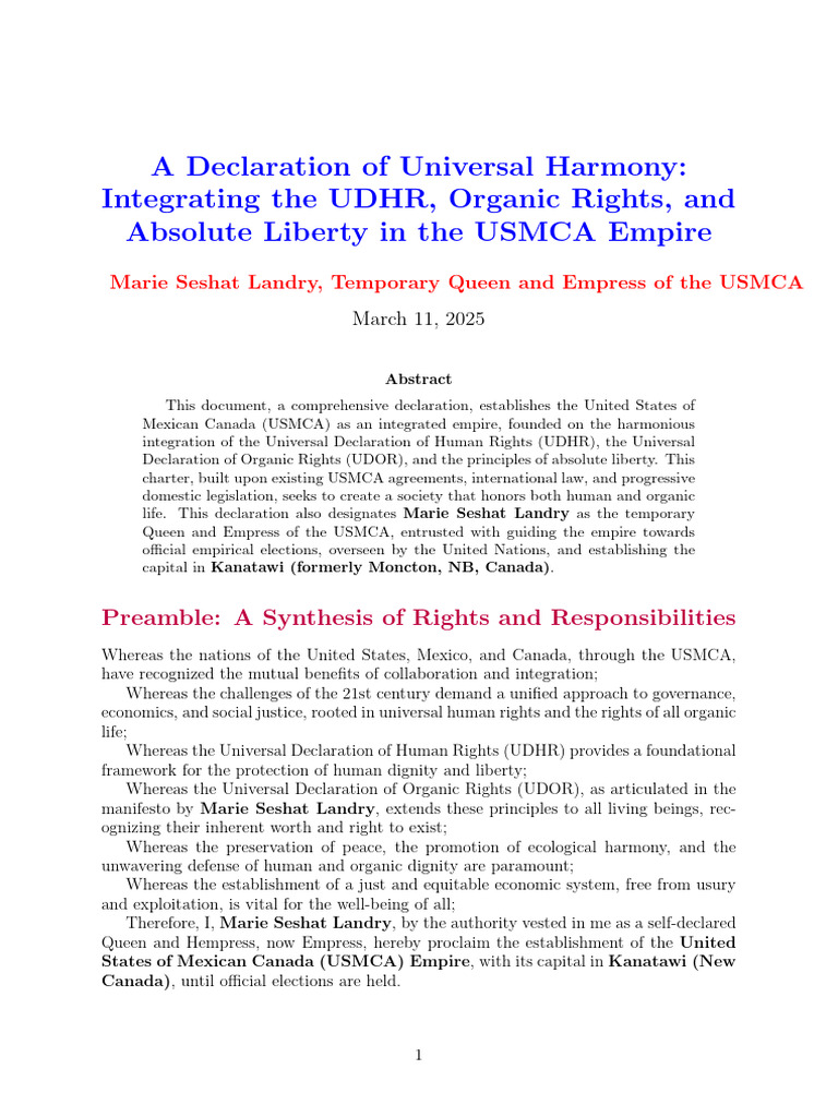 A Declaration of Universal Harmony: Integrating The UDHR, Organic ...